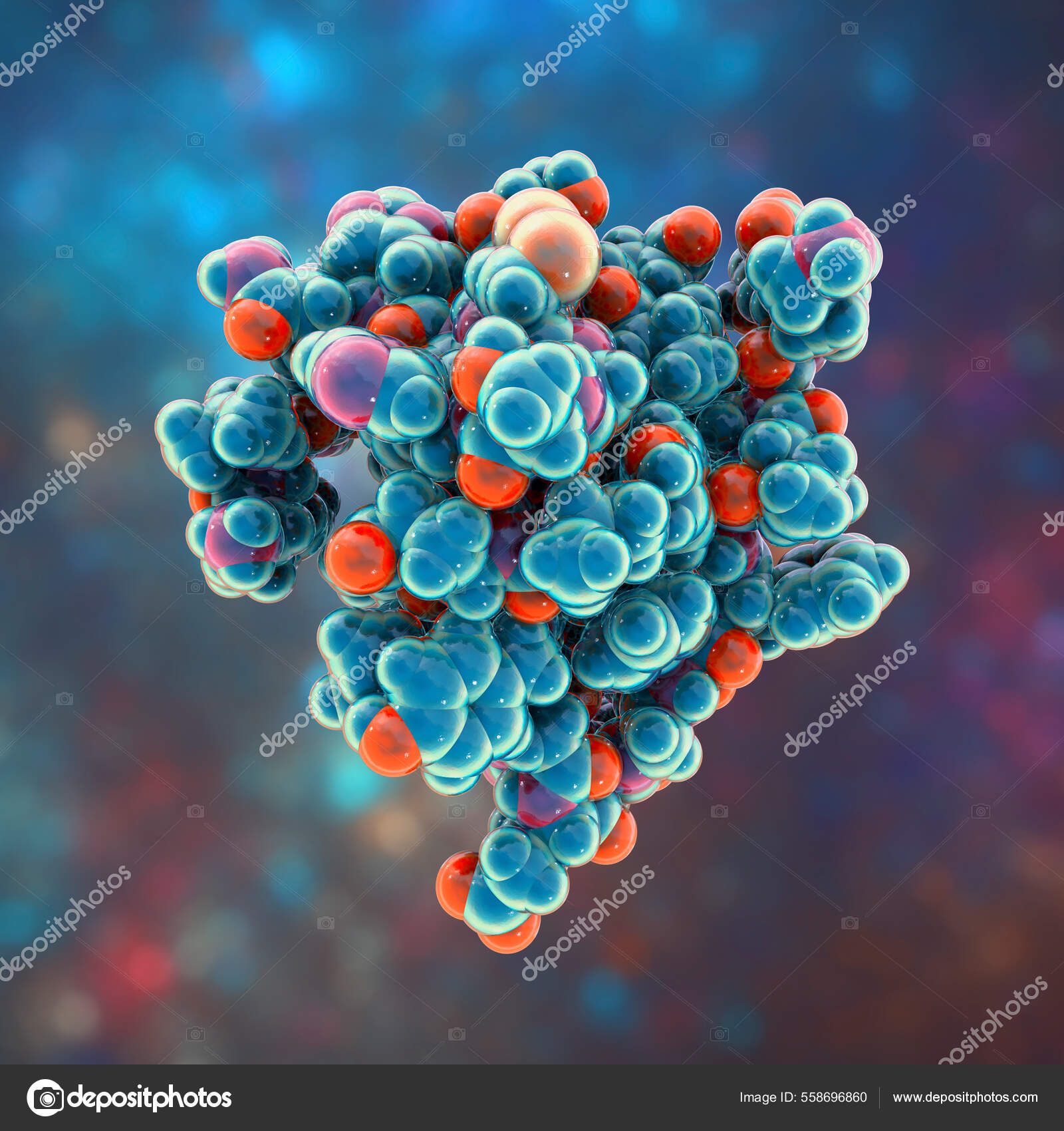 Human Insulin Hormone Molecule Space Filled Model Illustration Drug ...