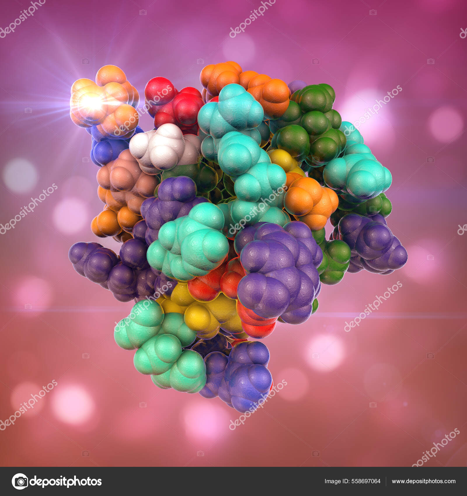 Molécula Hormona Insulina Humana Modelo Lleno Espacio Ilustración ...