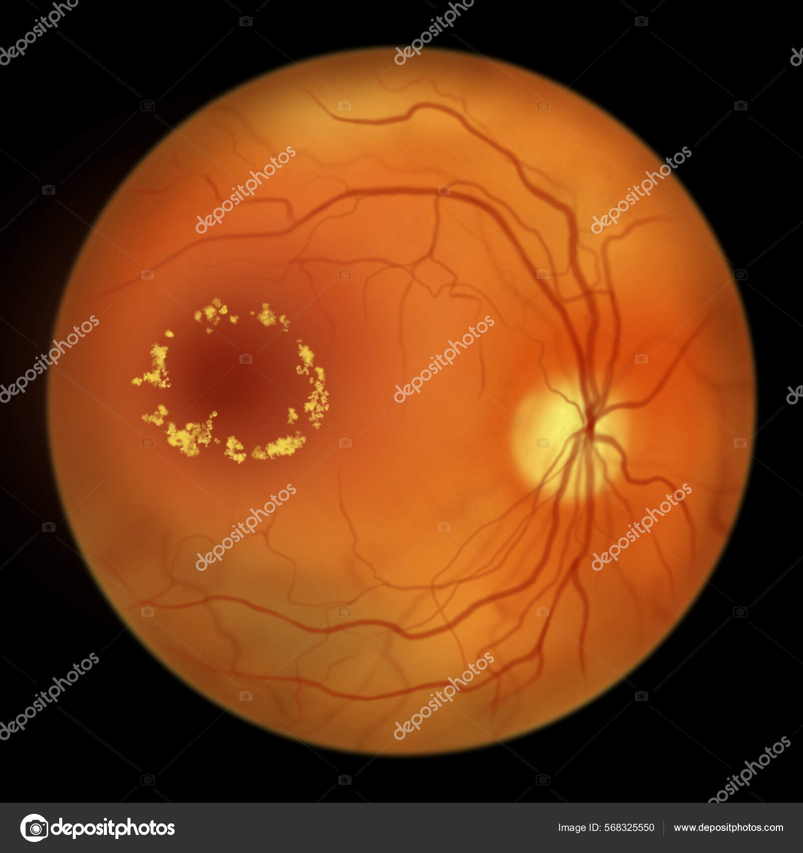 Diabetic Retinopathy Illustration Showing Macula Edema Hard Exudates ...
