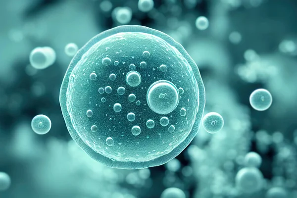 Human cells close-up view, illustration in 3D style. Scientific ...