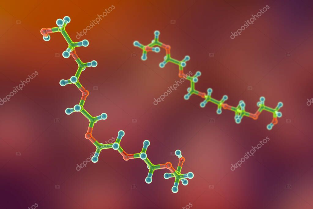 Polietilenglicol (PEG). Molécula de glicol de hexaetileno, ilustración ...