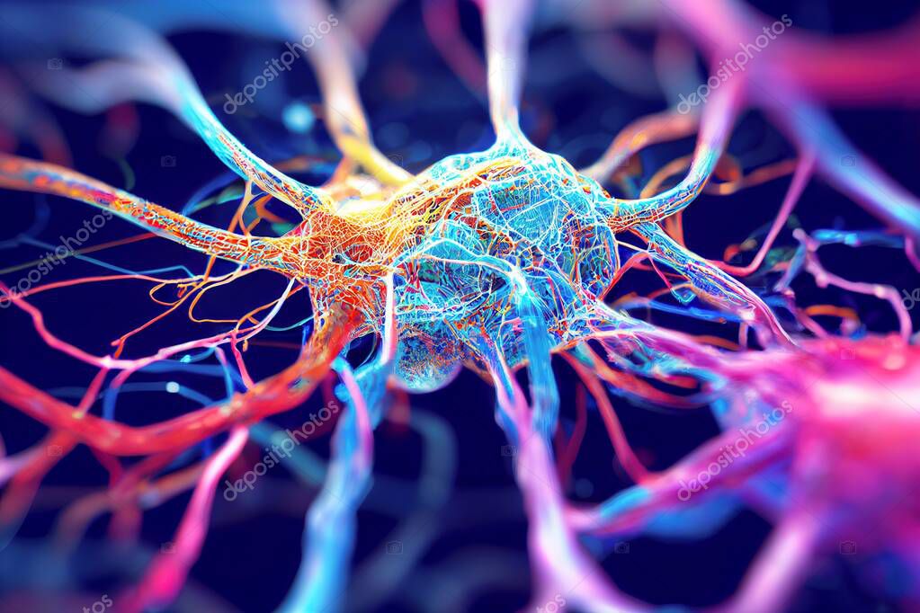 Neuronas, células cerebrales altamente detalladas, red neuronal ...