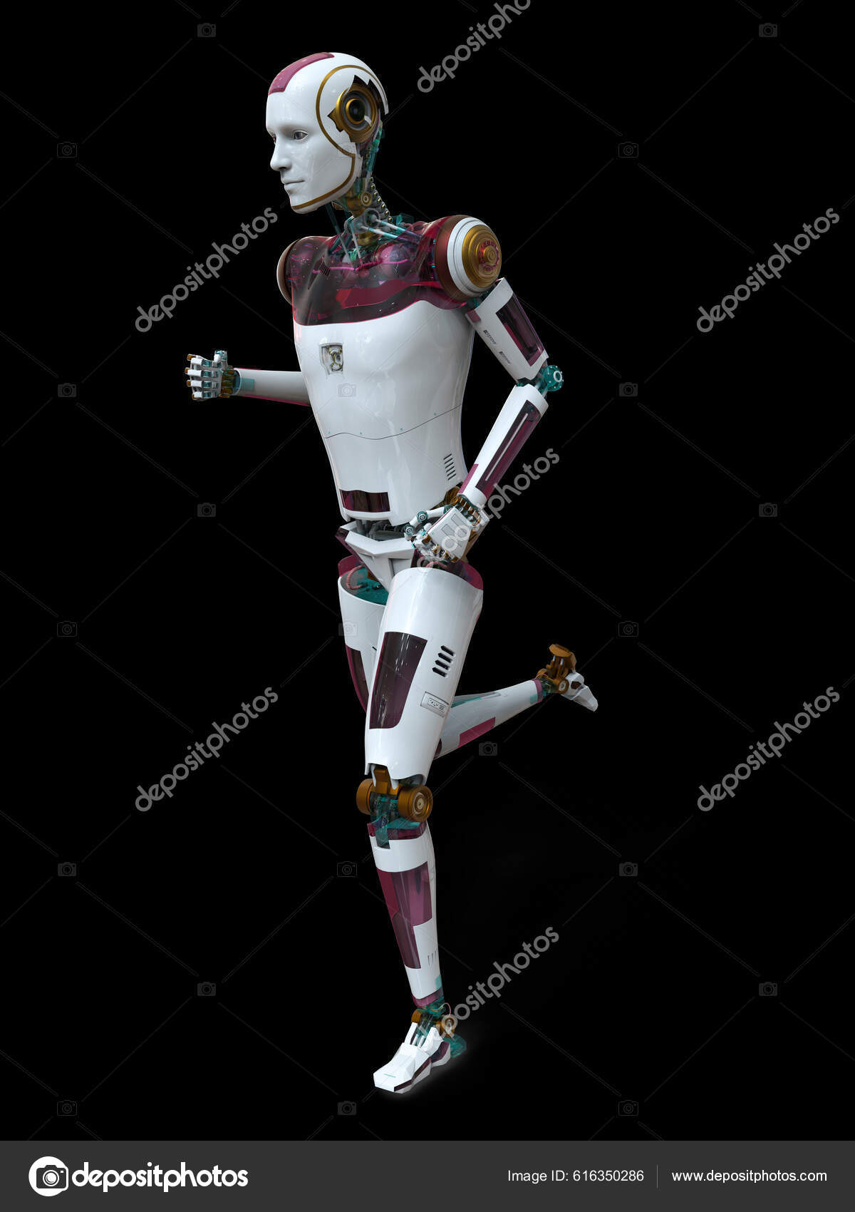 Running Humanoid Robot Illustration Artificial Intelligence Sport ...