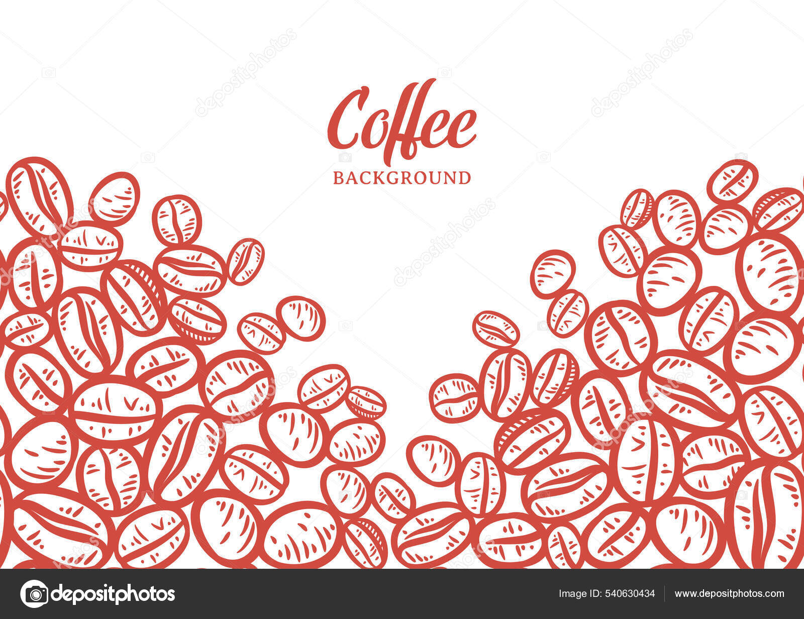 Hand Drawn Background Coffee Beans Vector Coffee Background Design ...