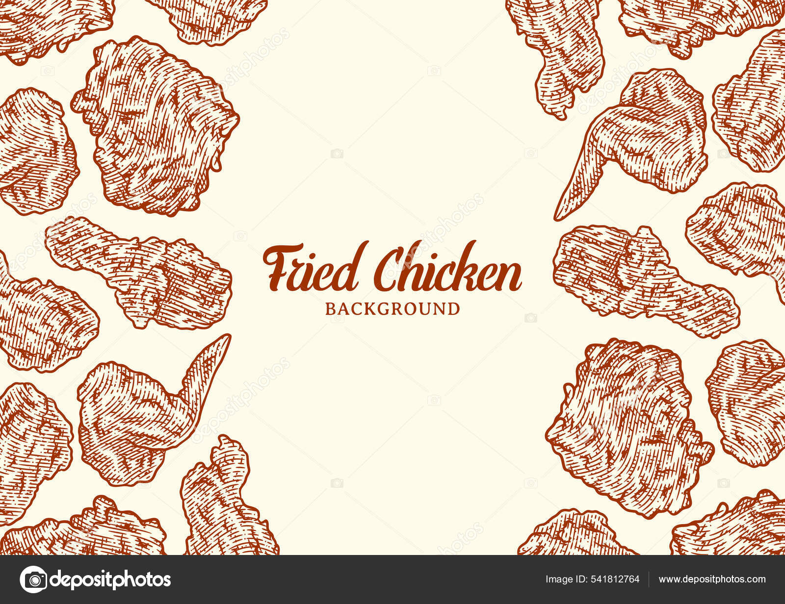 Crispy Fried Chicken Background Template Fast Food Background Vector ...