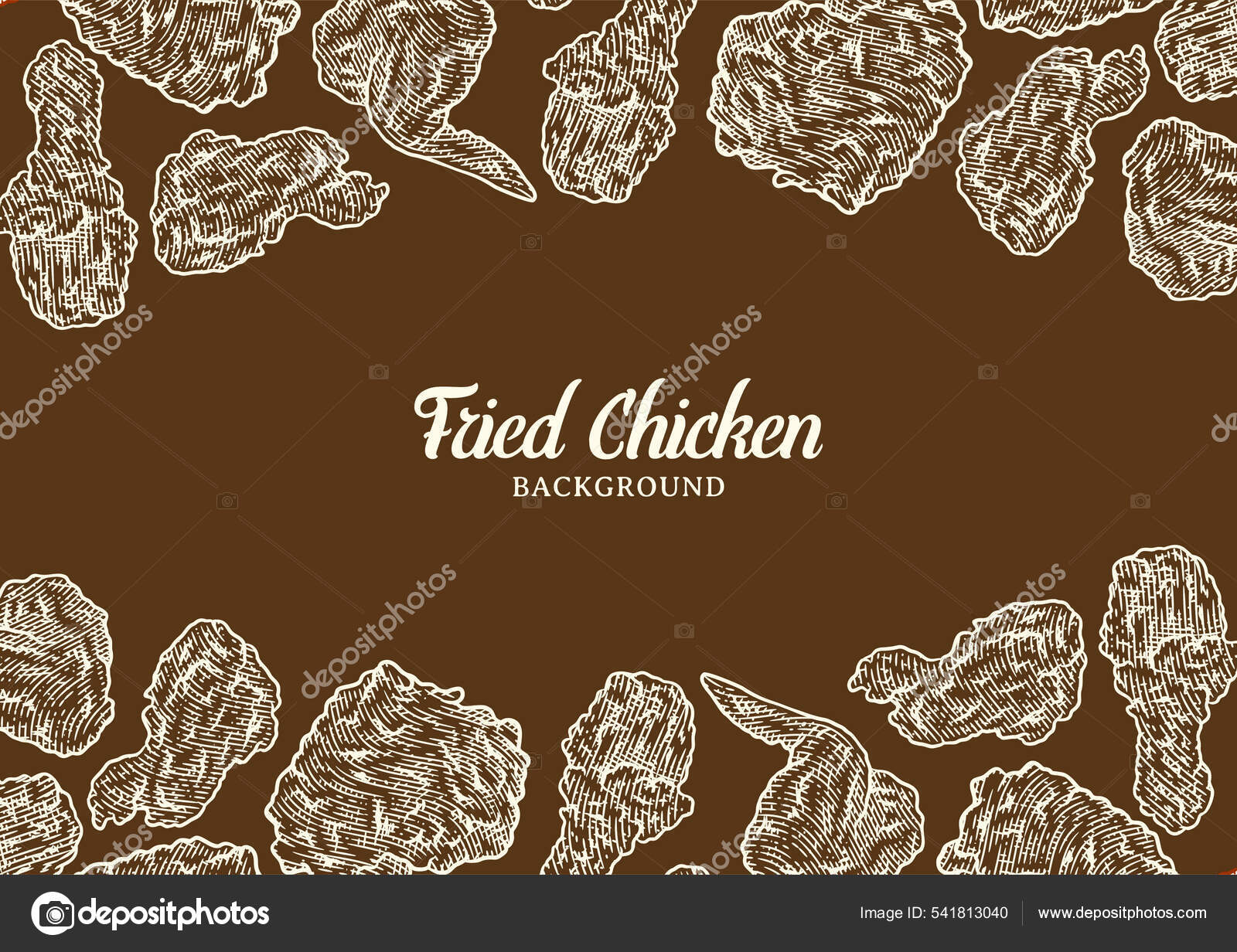 Crispy Fried Chicken Background Template Fast Food Background Vector ...