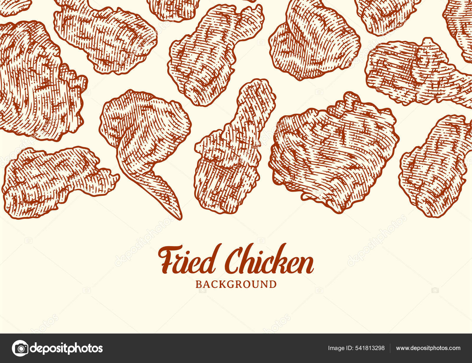 Crispy Fried Chicken Background Template Fast Food Background Vector ...