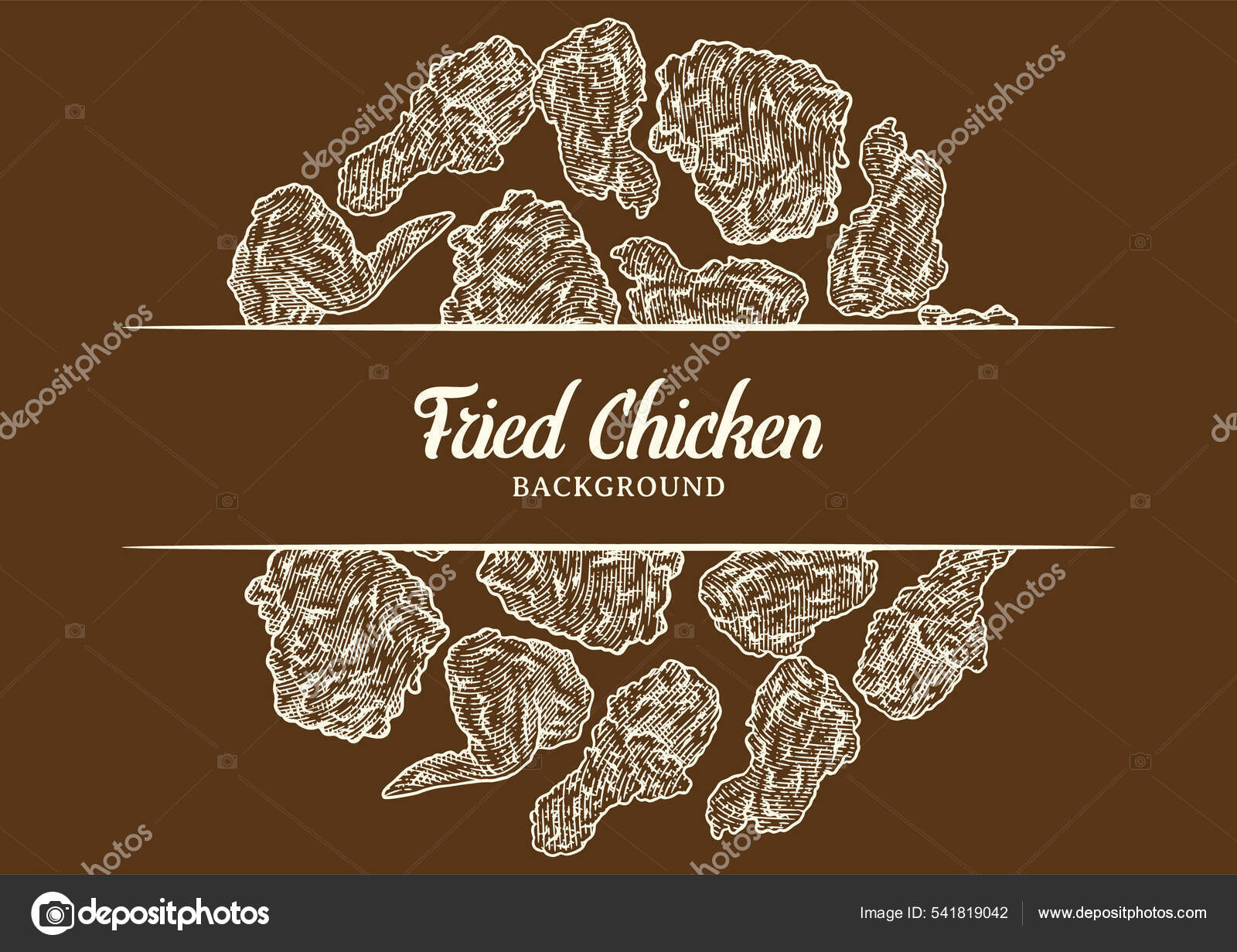 Crispy Fried Chicken Background Template Fast Food Background Vector ...