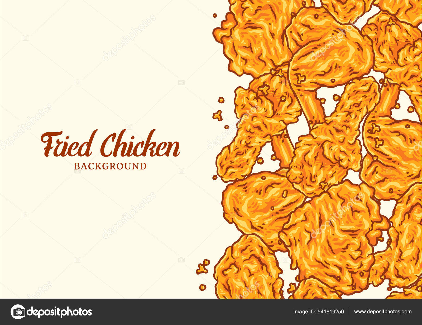 Crispy Fried Chicken Background Template Fast Food Background Vector ...