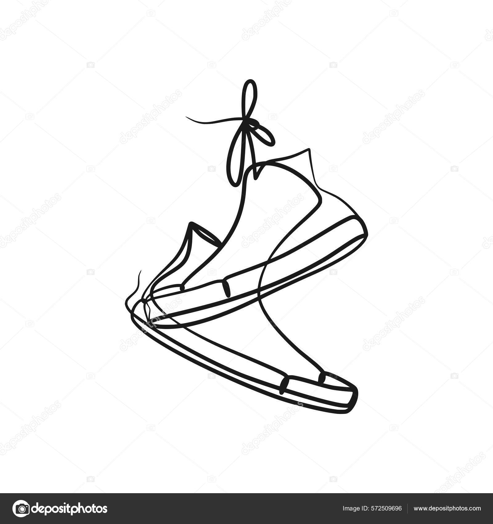 Sepatu Sneakers Tergantung Garis Berkelanjutan Gambar Seni Desain ...