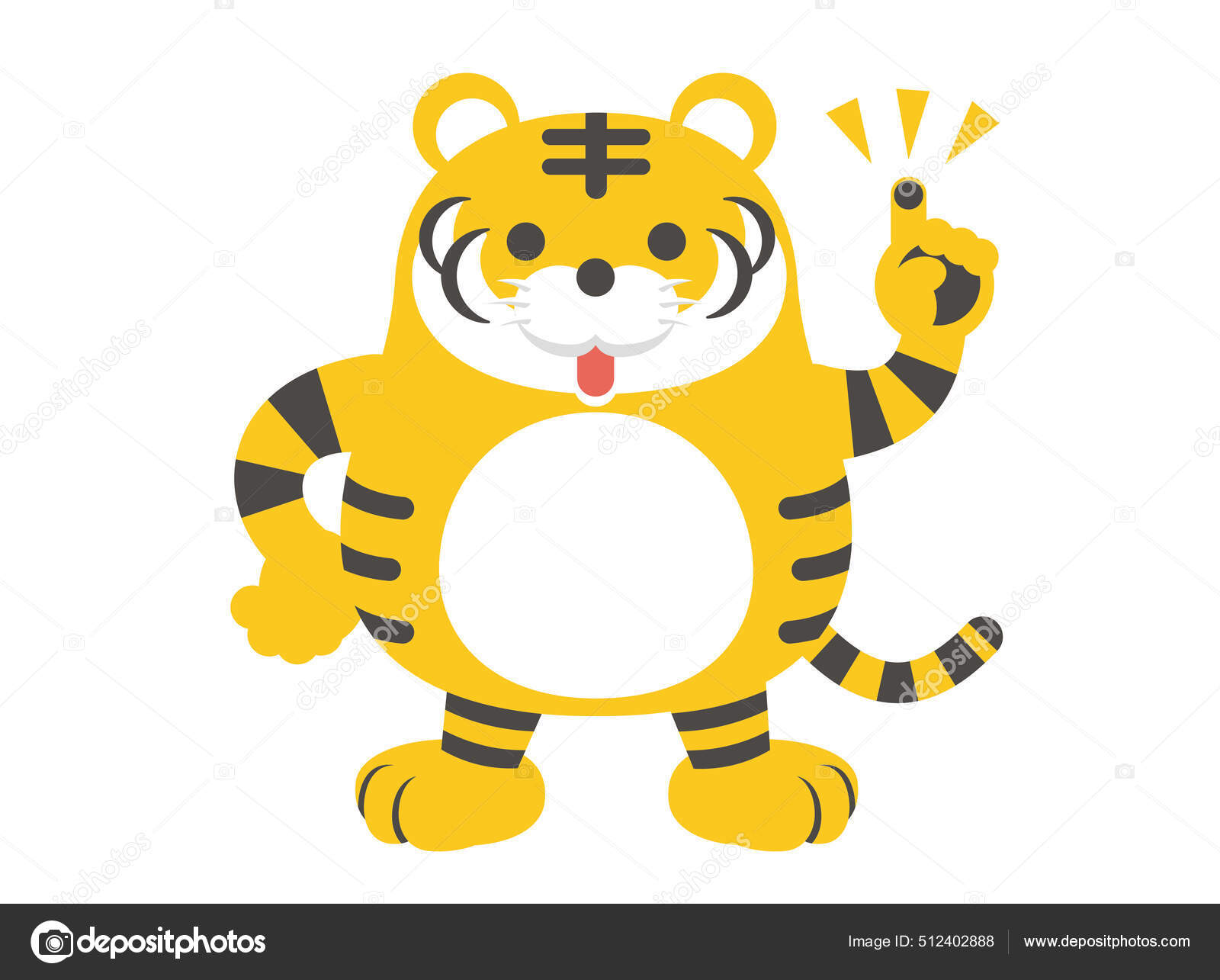 Tiger Character Vector Illustration Pointing Stock Vector Image by ...