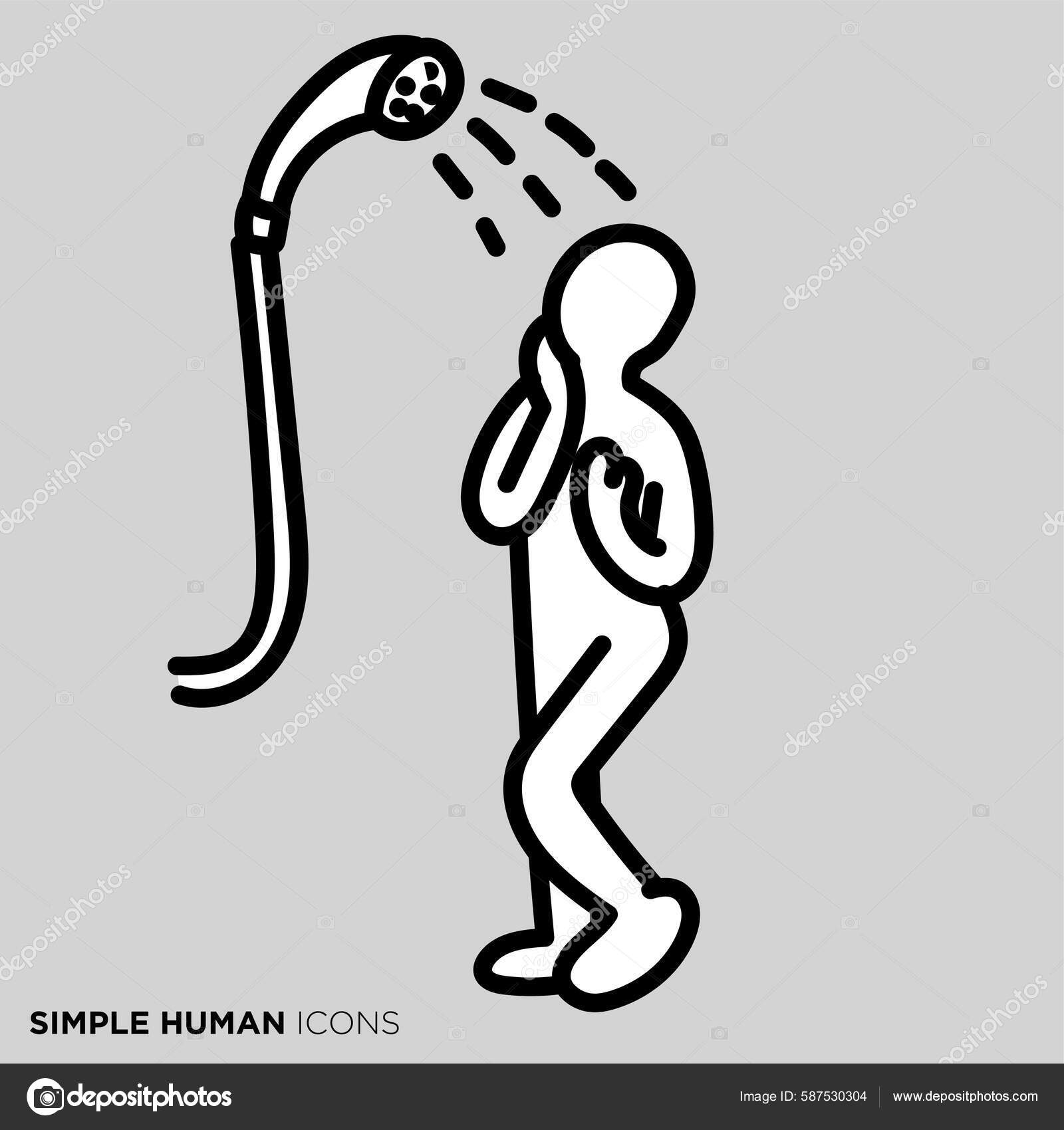 Simple Persons Pose Illustration Person Taking Shower Stock Vector By