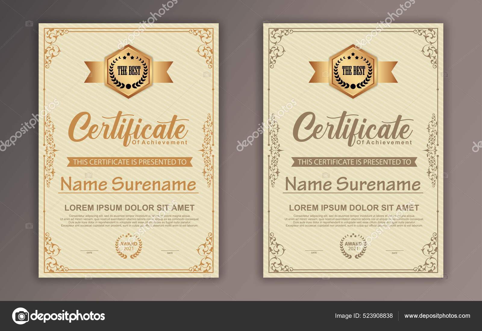 Diploma Plantilla Certificado Logro Vector Con Contorno Tailandés ...