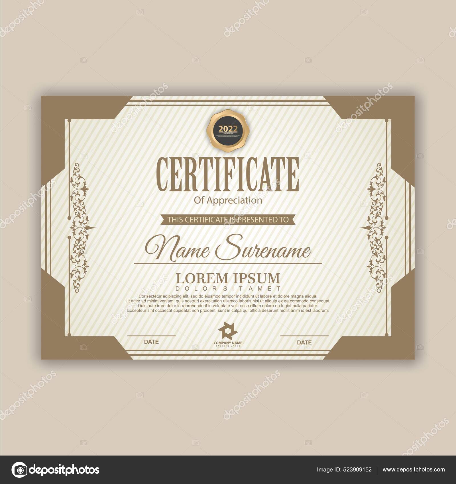 Diploma Certificado Modelo Realização Vetor Com Esboço Tailandês ...