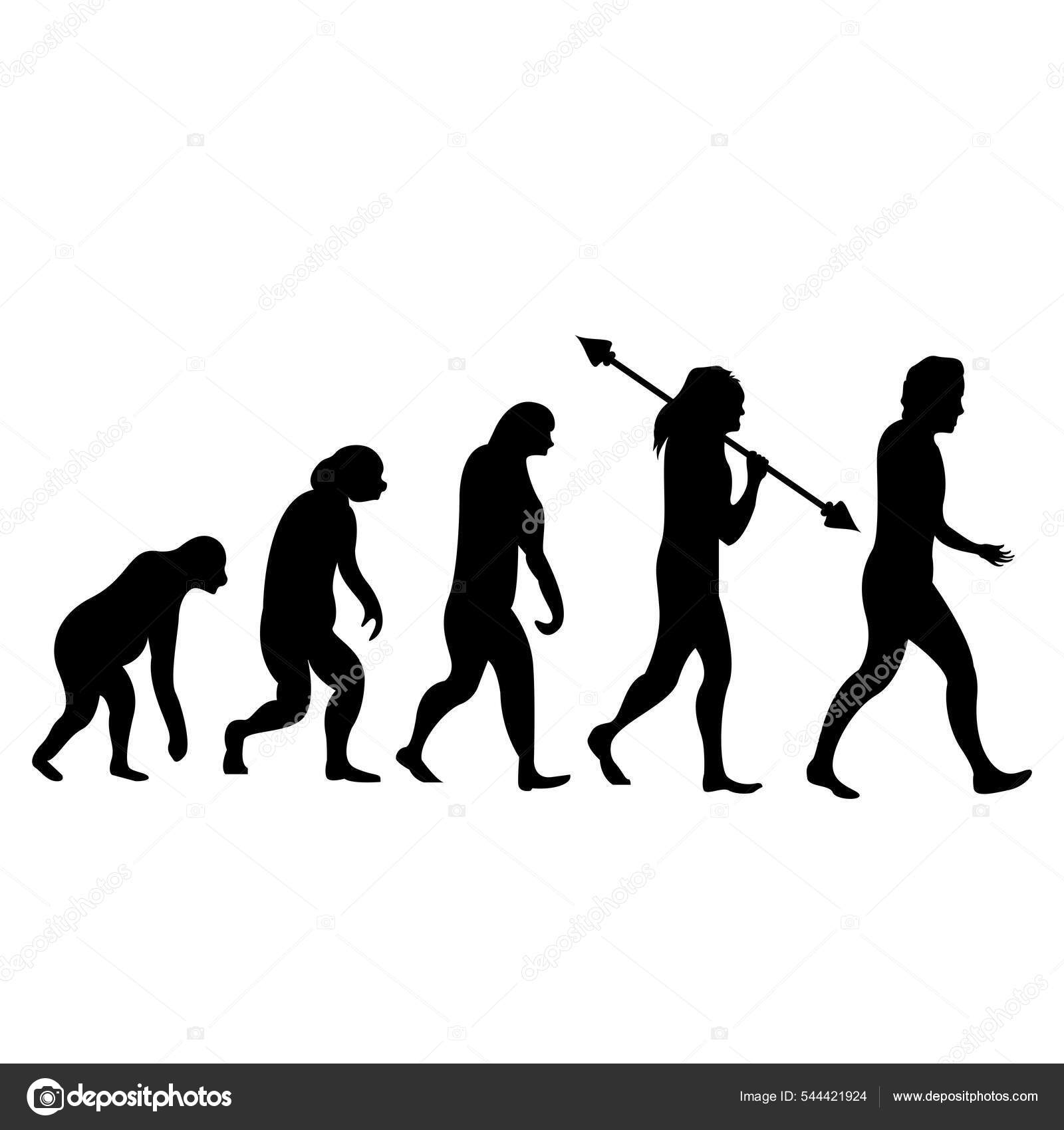 Evolución Humana Monos Humanos Normales Ilustración Personajes ...