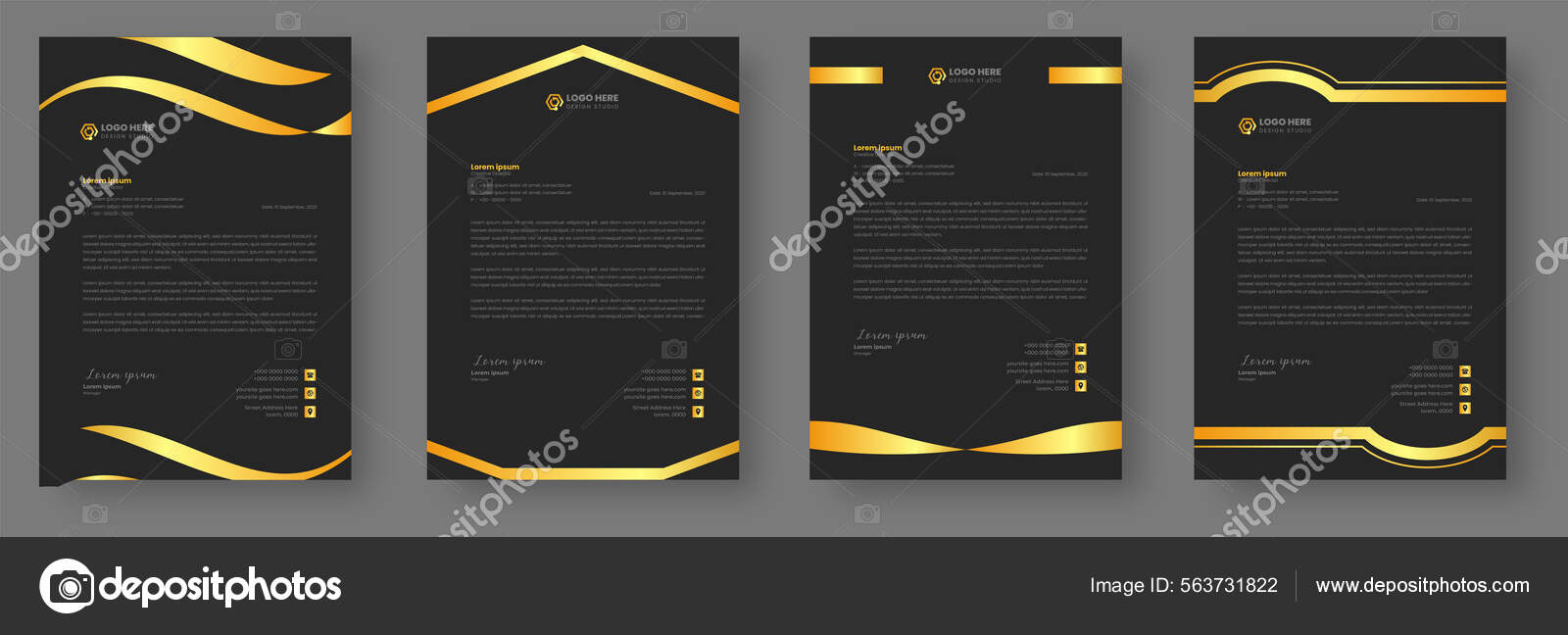 Golden Color Luxury Letterhead Corporate Modern Business Luxury Letterhead Design Stock Vector