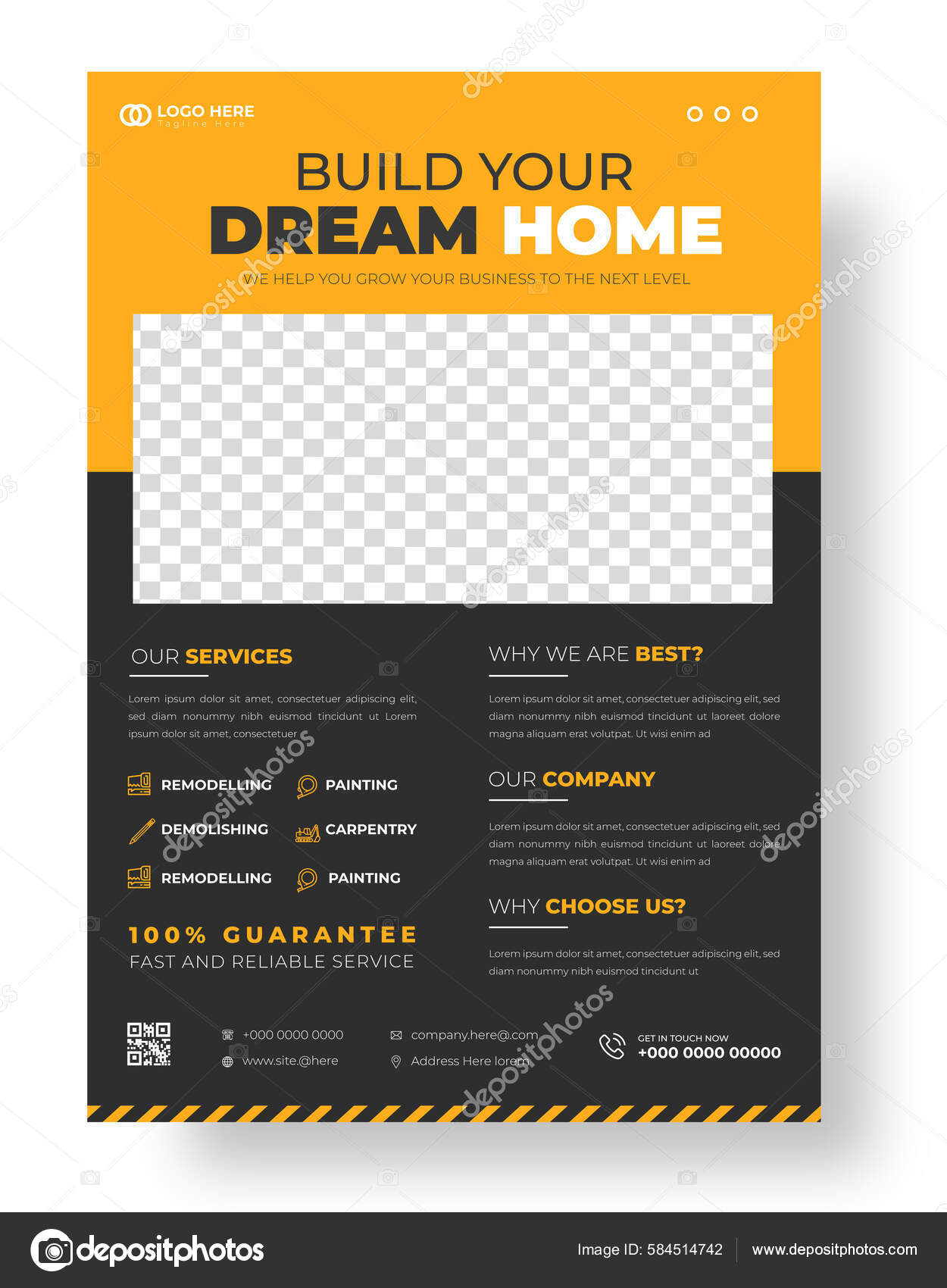 Construction Business Flyer Template Yellow Color Corporate ...