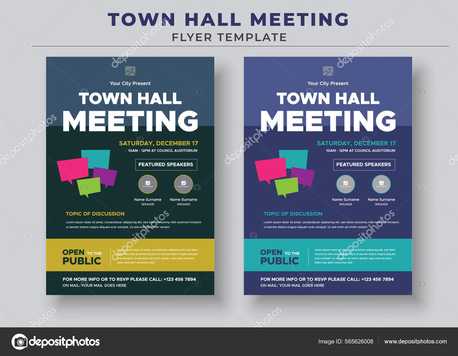 Town Hall Meeting Flyer Templates Stock Vector by ©GentleGraphix 565626008