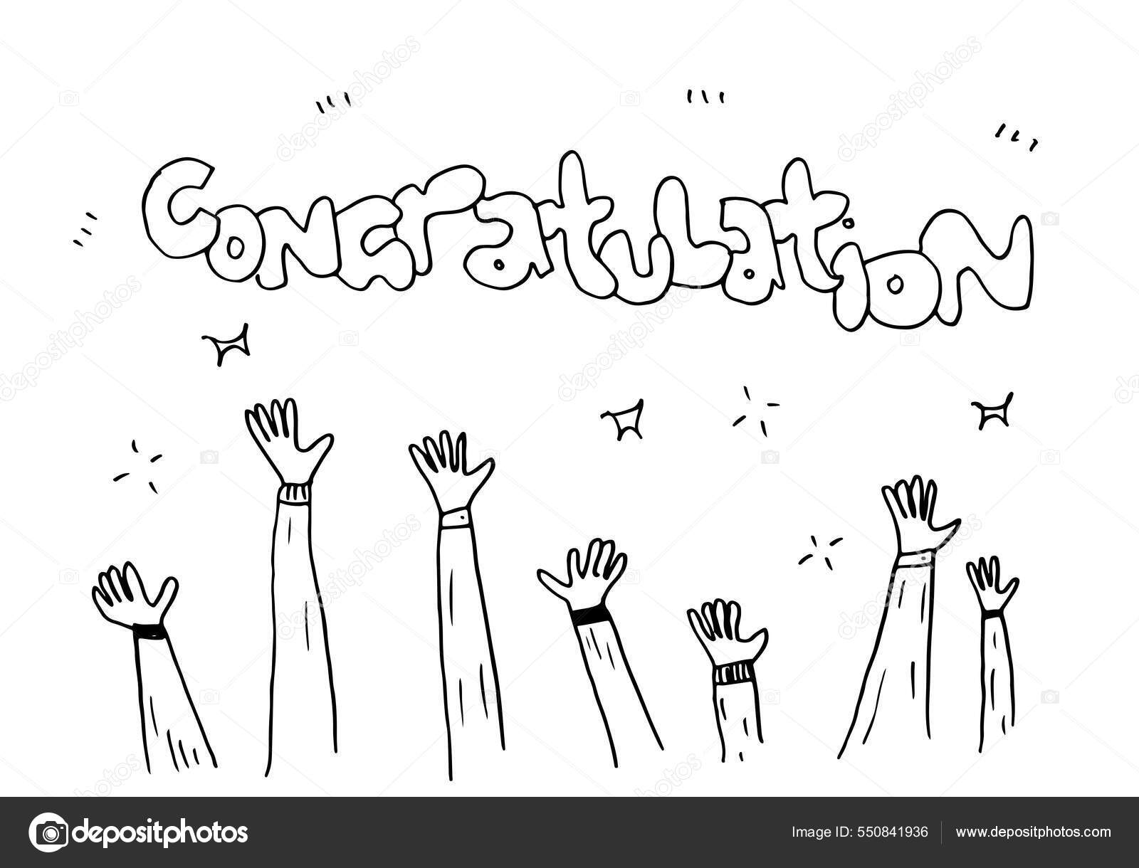 Applause Hand Draw White Background Congratulation Text Vector ...