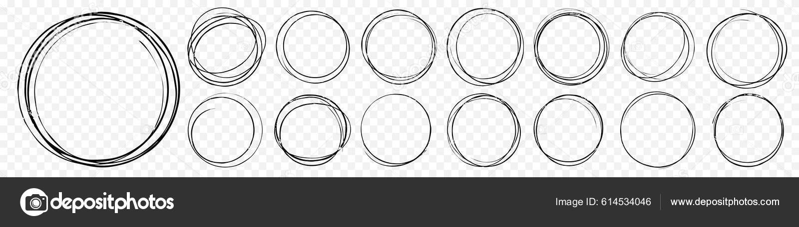 Hand Drawn Circle Line Sketch Set Vector Circular Scribble Doodle Stock ...