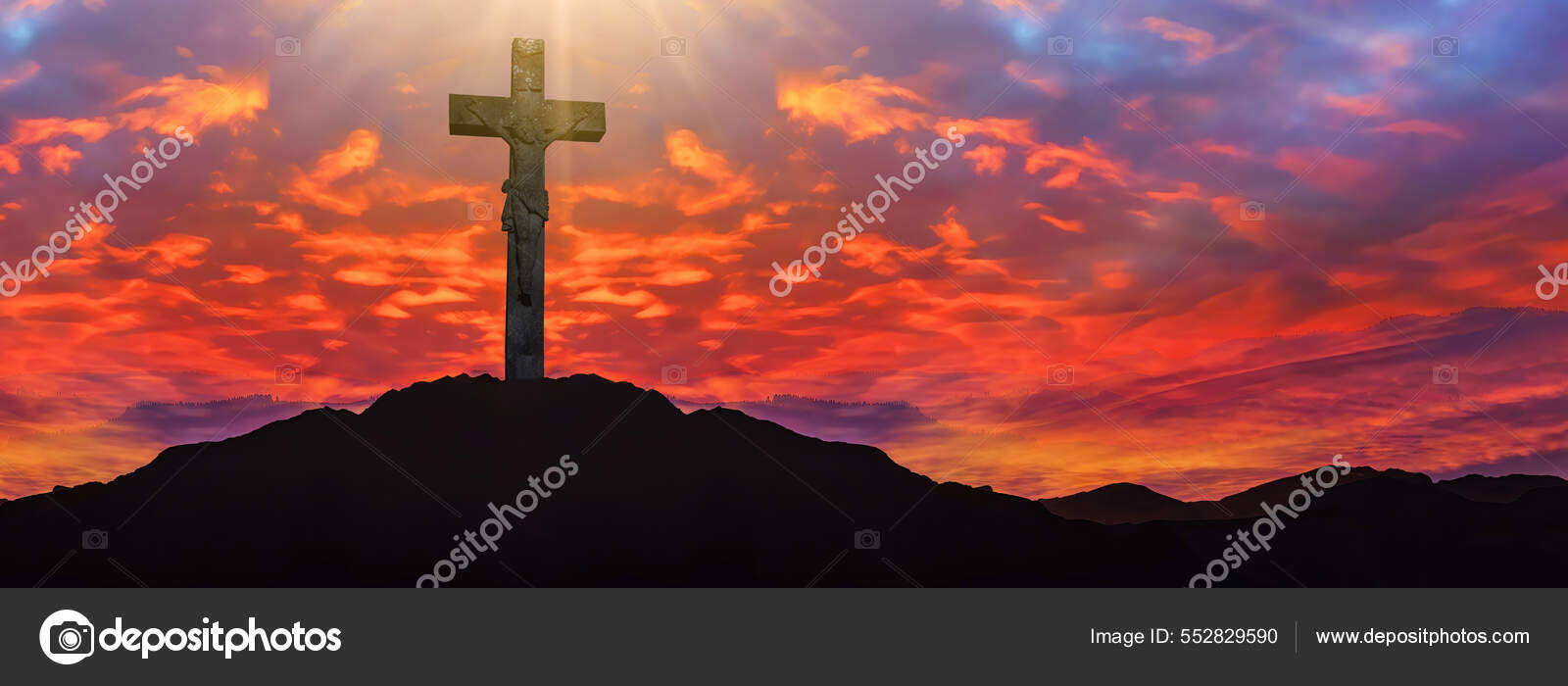 Easter Background Banner Panorama Religious Greeting Card Crucifixion ...