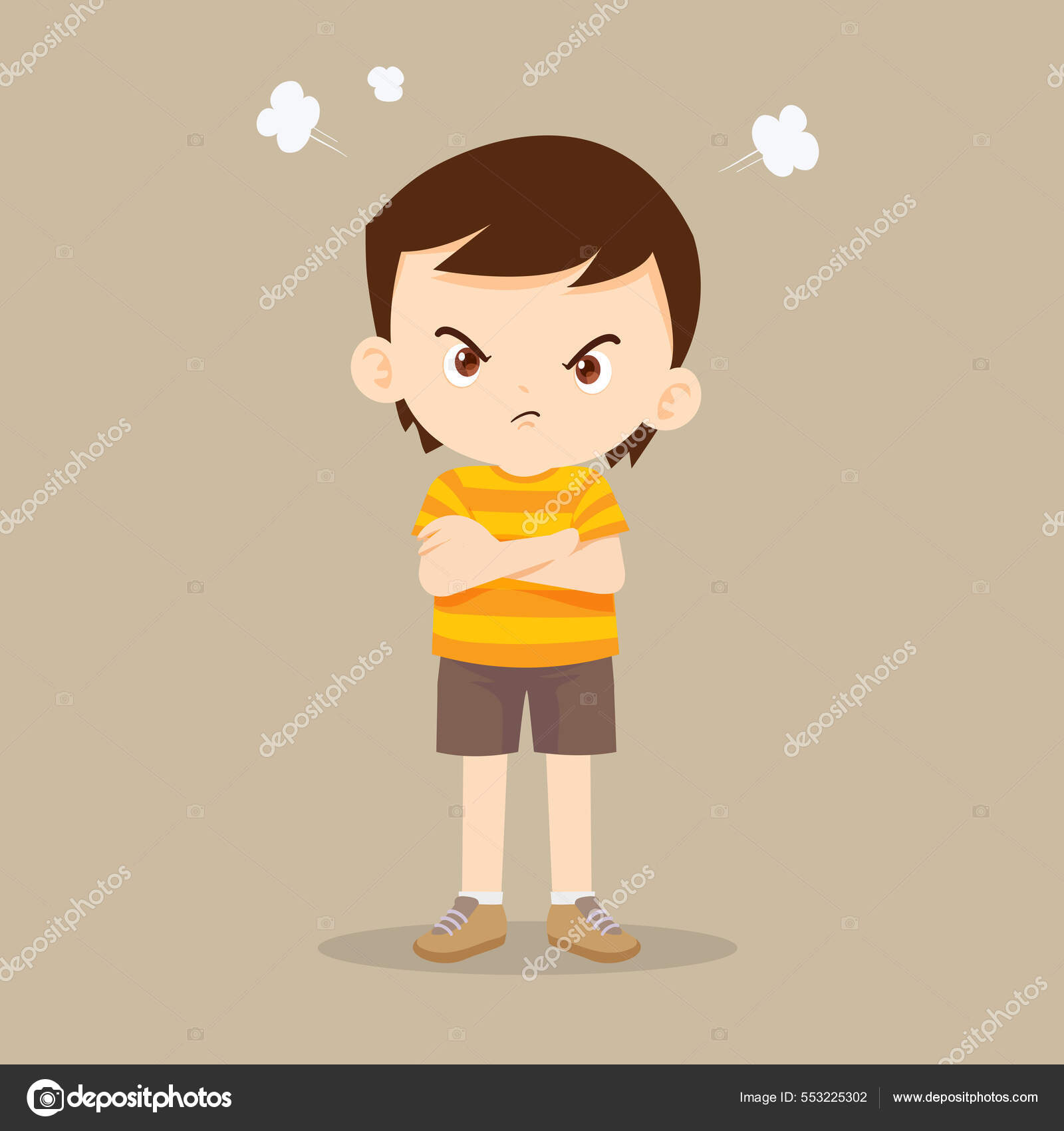 Angry Boy Actions Angry Child Standing Pose Arms Crossed Disgruntled ...