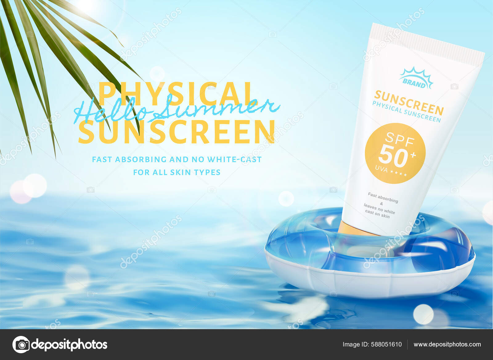 Sunscreen Template Tropical Ocean Theme Tube Mock Floating Swim Ring ...