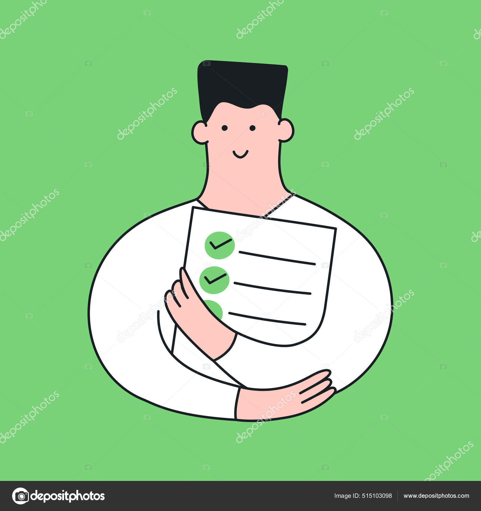 Lindo Hombre Dibujos Animados Sosteniendo Para Hacer Lista Con Marcas ...