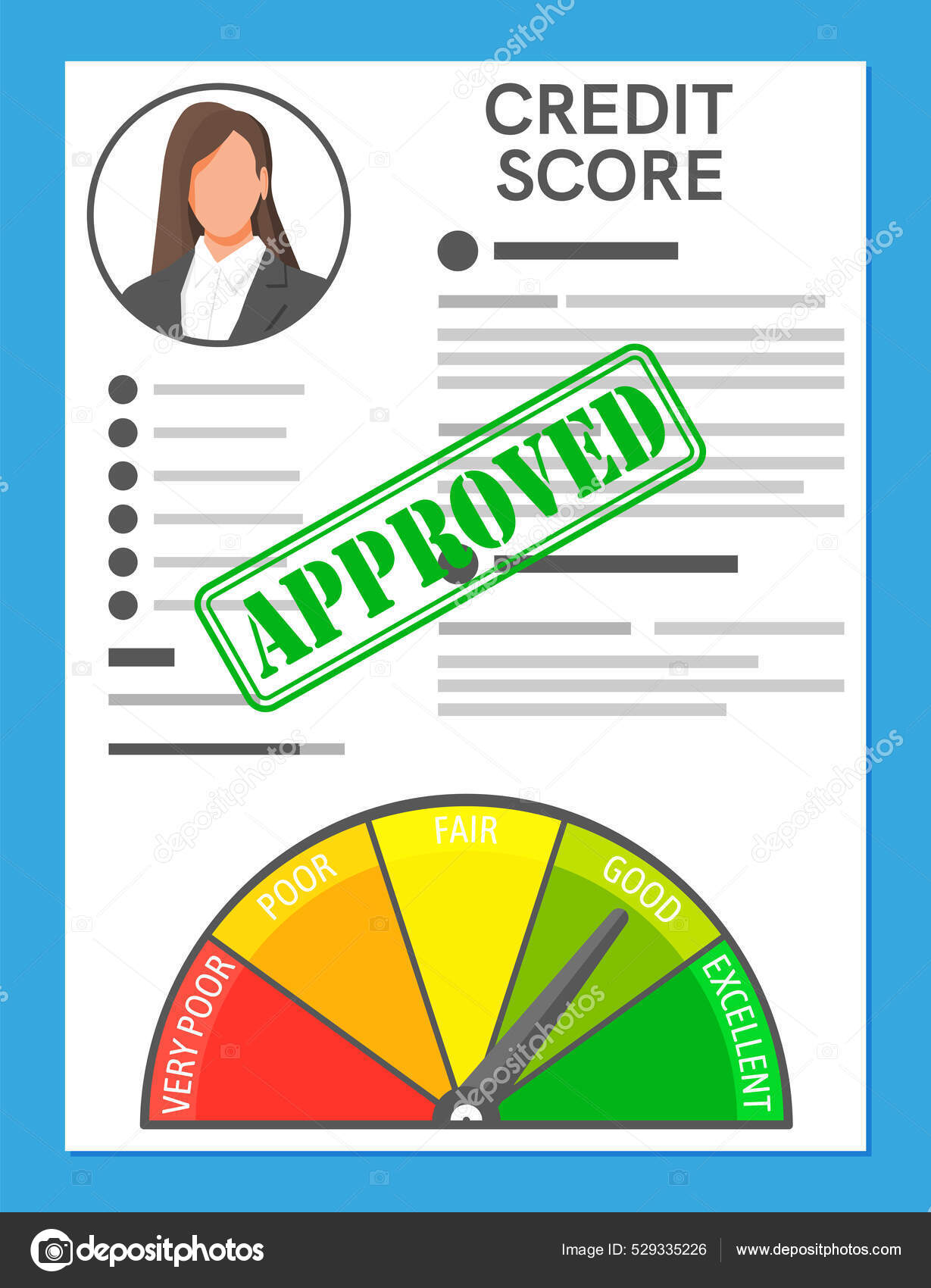 Credit Score Indicator and Gauge in Report. Stock Vector by ©abscent ...