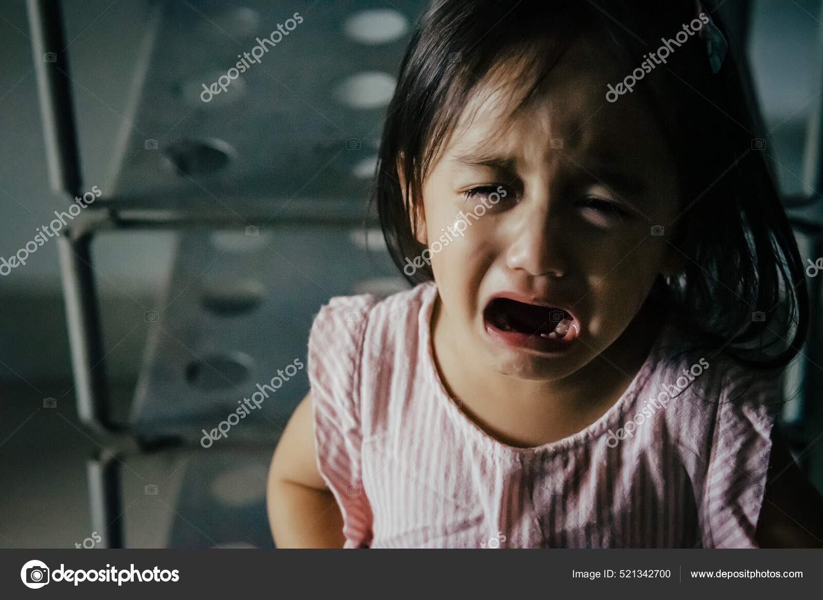 Sad Asian Toddler Standing Crying Whiny Weeping Expression — Stock ...