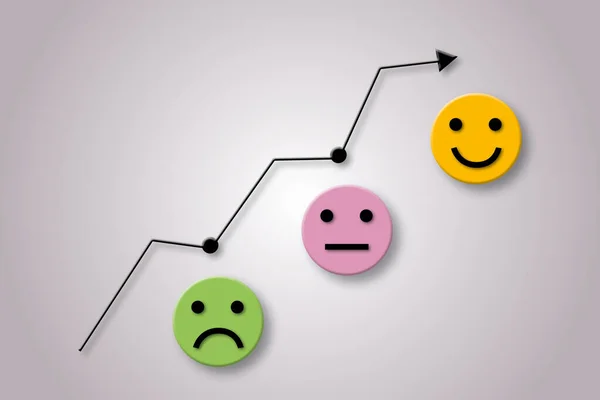 Arrow rising step up the happy face as metaphor for business and ...