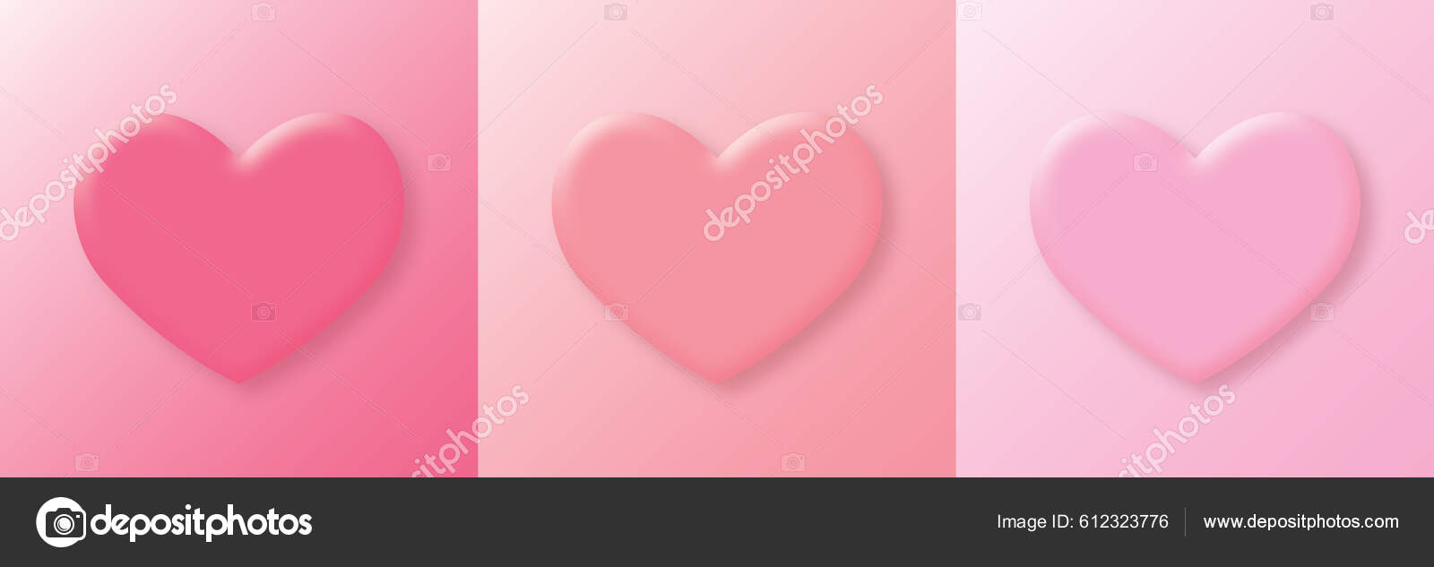 Set Pastel Pink Heart Shape Greeting Card Frame Design Concept — Stock ...