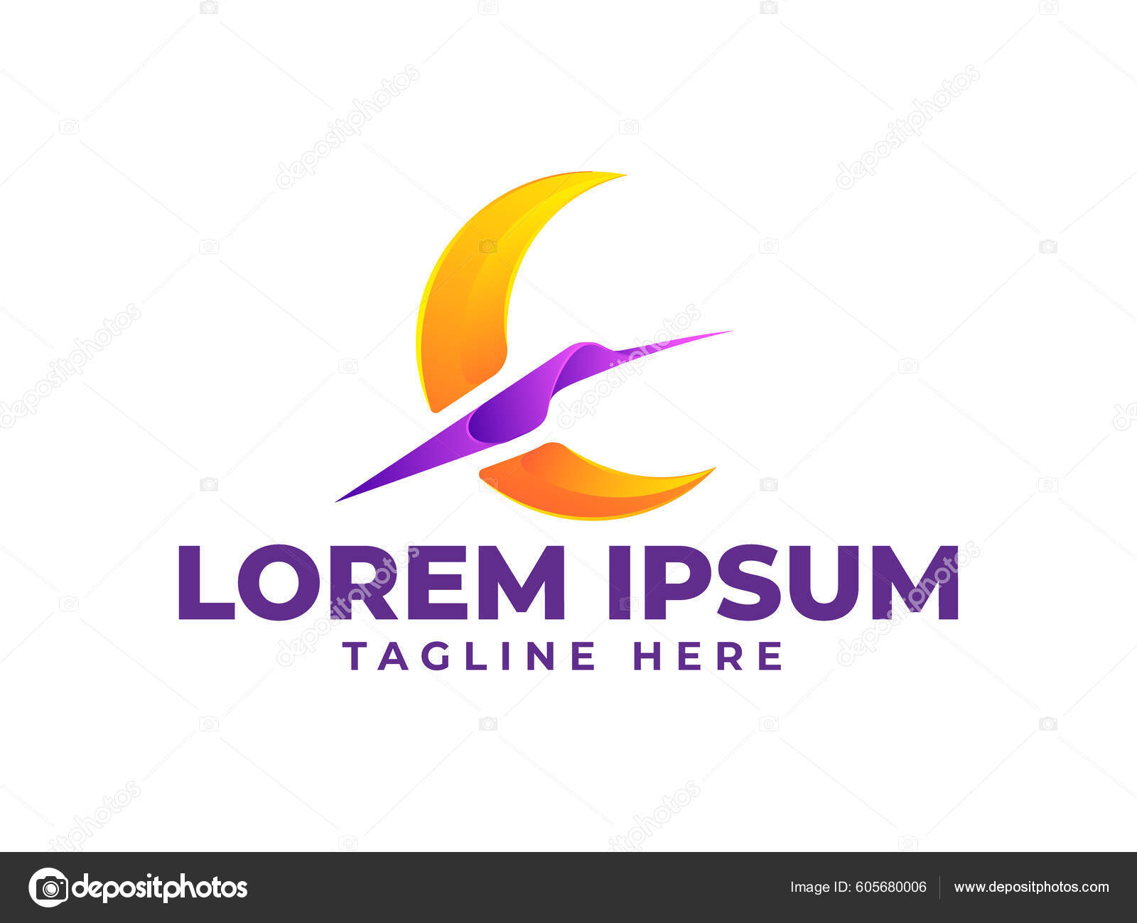 Bird Logo Flying Bird Moon Crescent Logo Premium Vector Vetor de stock ...