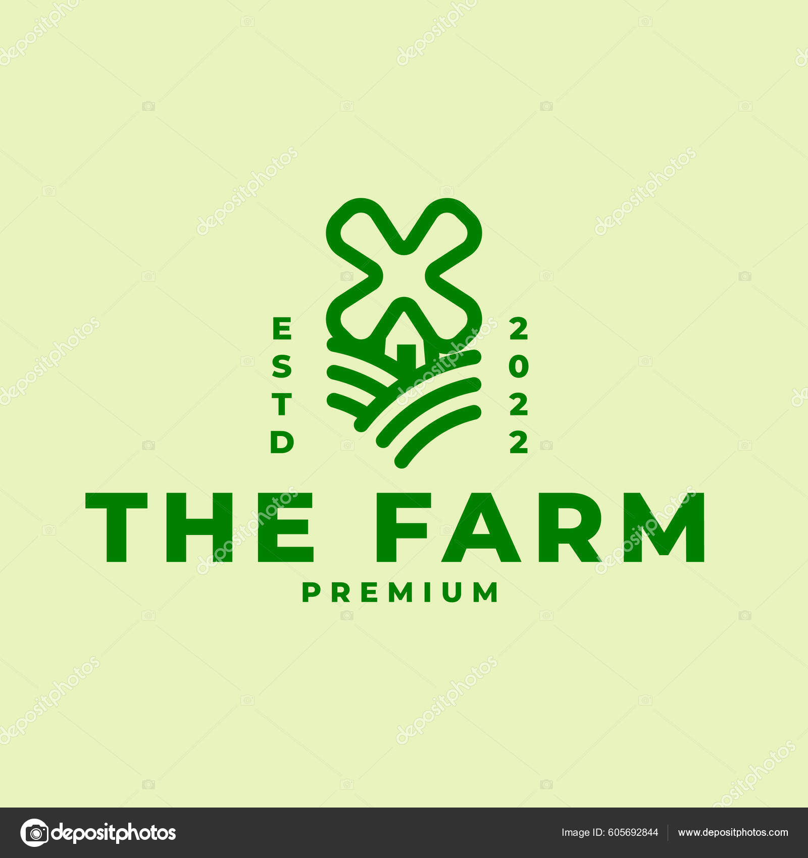 Simple Minimal Farm Logo Windmill Farm Logo Vector de stock por ...