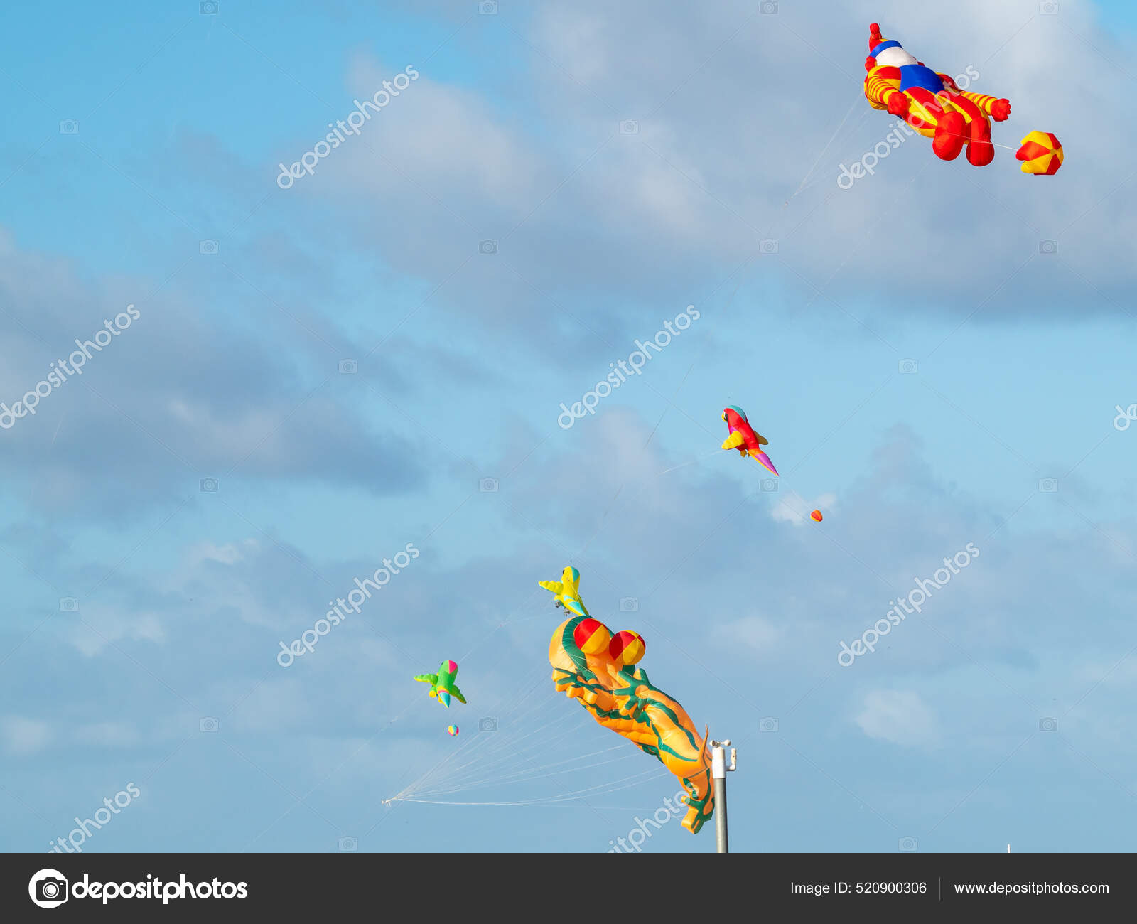 Kites floating in the blue sky, kite festival. — Stock Editorial Photo ...