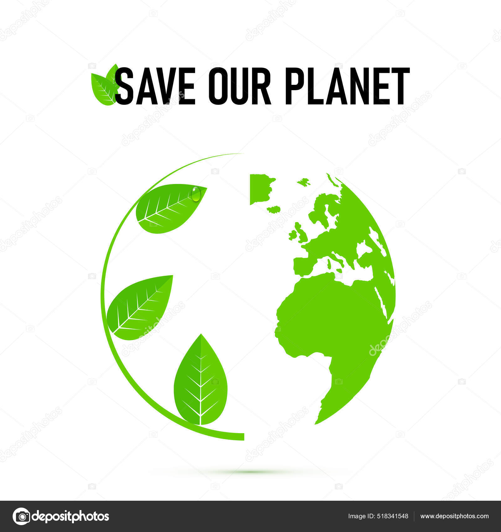 Earth Leaves Environmental Concept Vector Illustration Stock Vector by ...