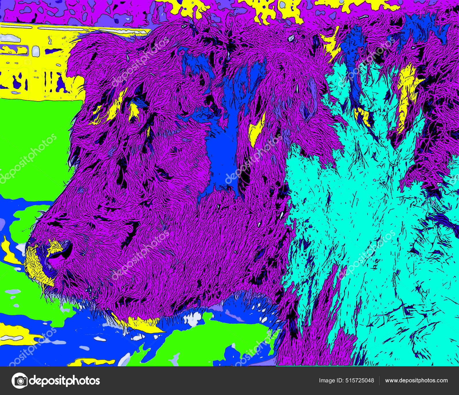 Belted Galloway Cattle Sign Illustration Pop Art Background Icon Color ...