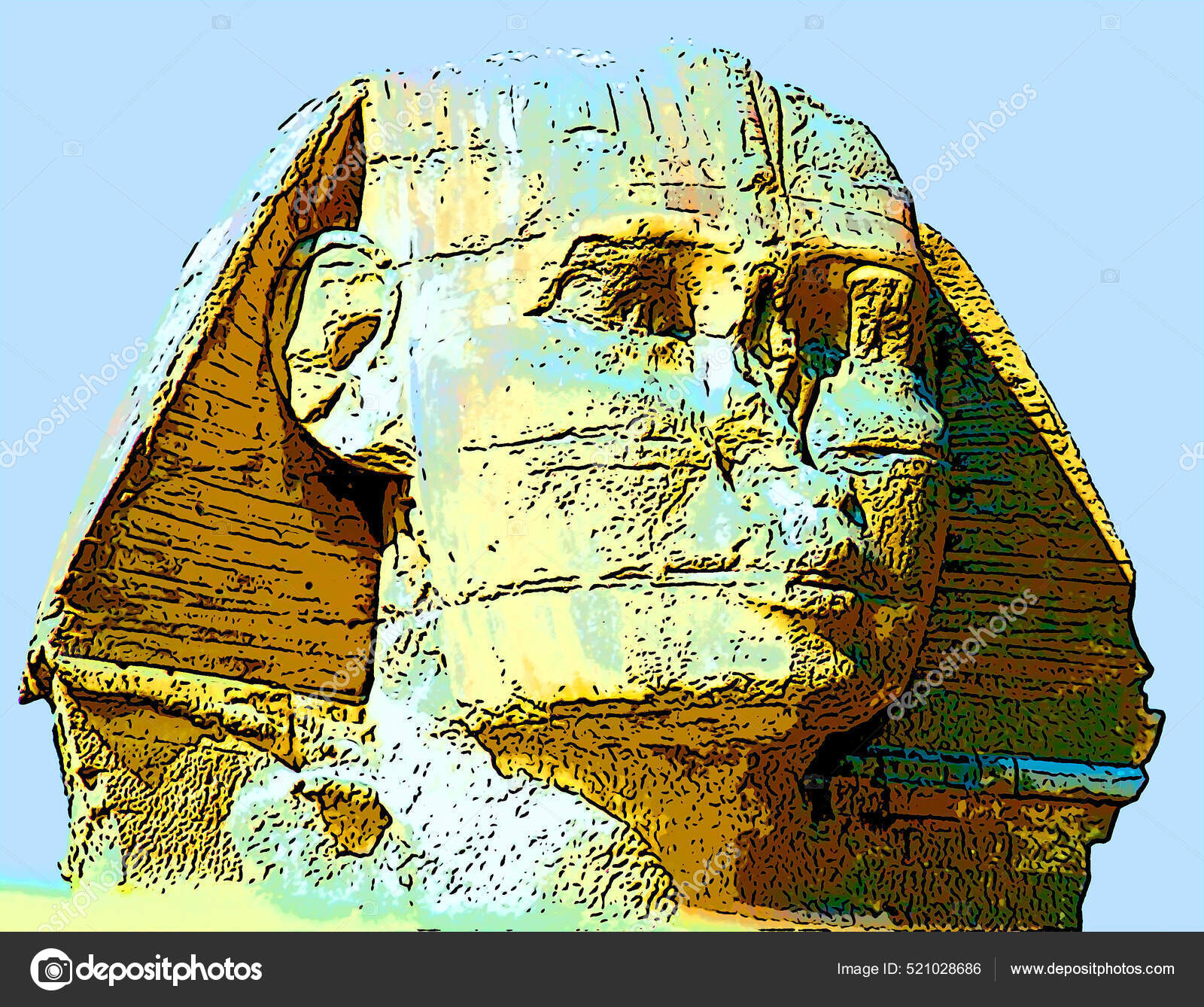 Egyptian Sphinx Cairo Egypt Sign Illustration Pop Art Background Icon ...