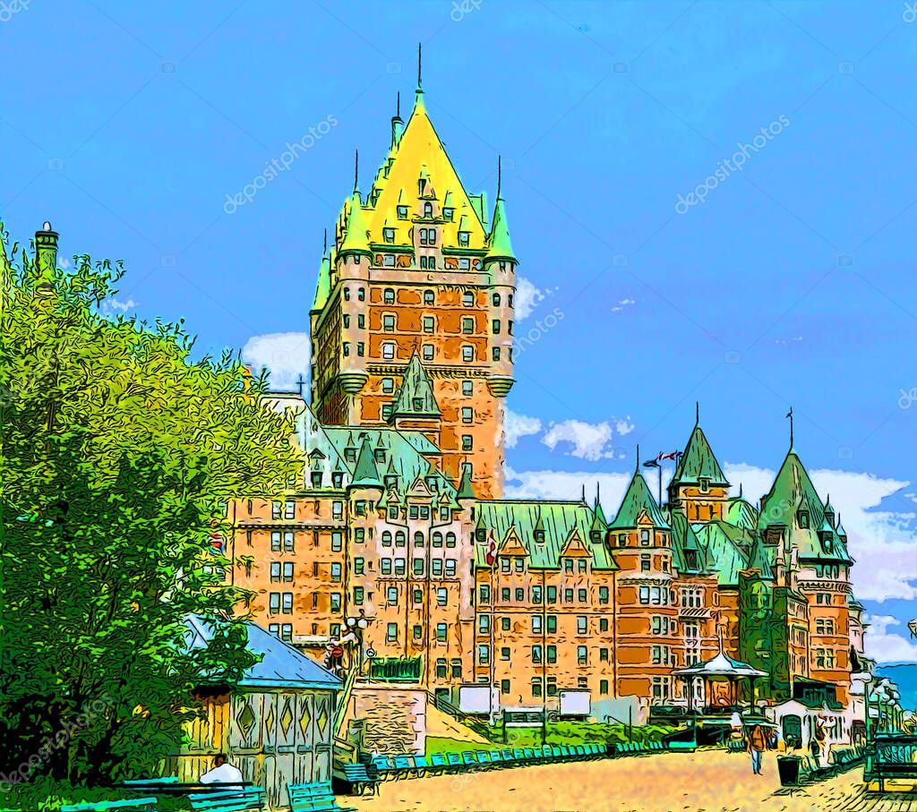QUEBEC CITY QUEBEC CANADA - 08 23 2005: Hotel Chateau Frontenac en ...