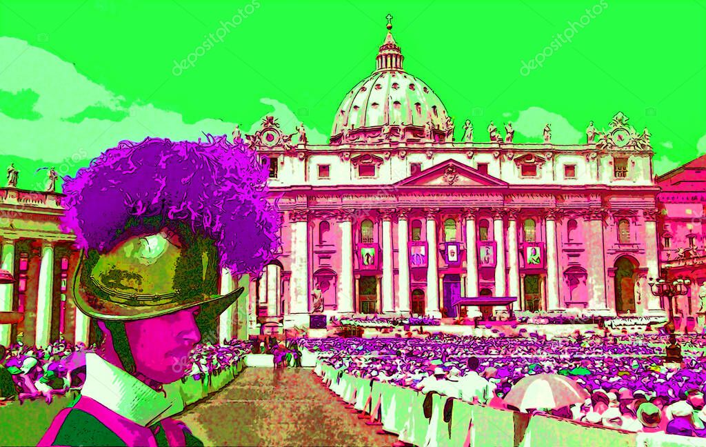 CIUDAD DEL VATICANO ITALIA - 05 12 2003: Guardia Suiza Pontificia o ...