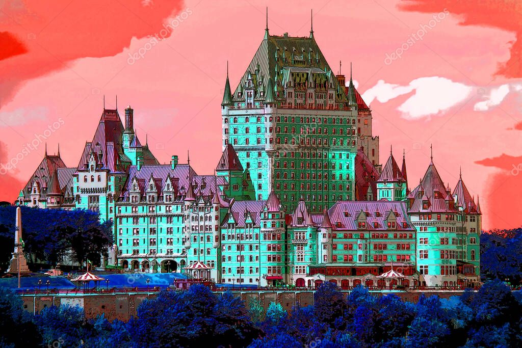 QUEBEC CITY QUEBEC CANADA - 08 23 2005: Hotel Chateau Frontenac en ...
