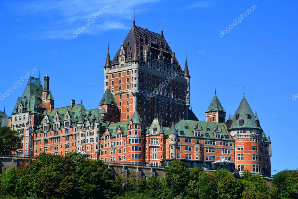 QUEBEC CITY CANADA 08 19 20: Chateau Frontenac is a grand hotel. It was ...