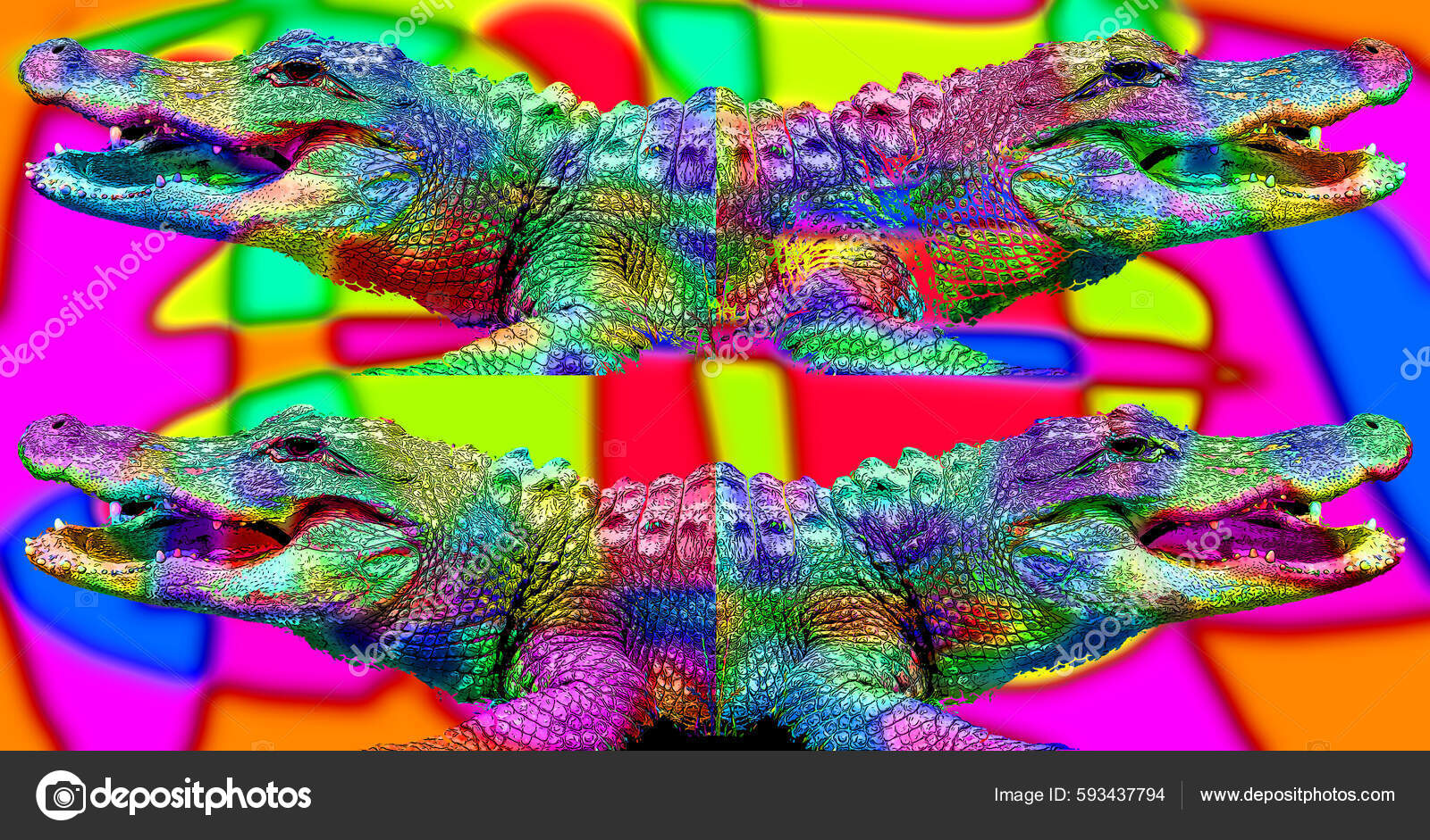 Colorful Crocodile Collage Pop Art — Stock Photo © meunierd #593437794