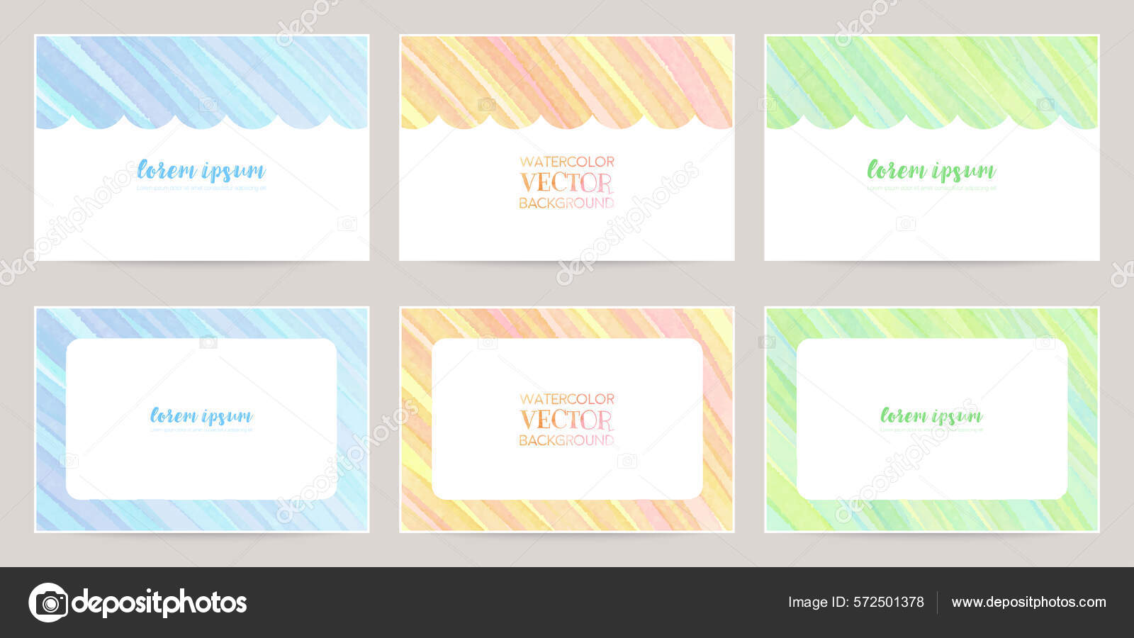 Watercolor Vector Colorful Frames Striped Pattern Stock Vector by ...