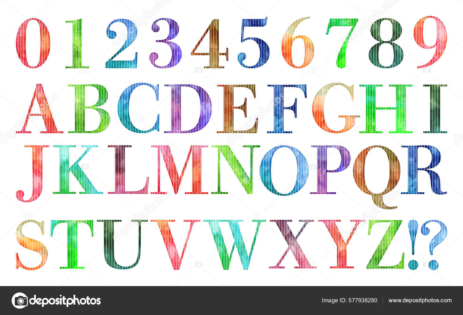Watercolor Alphabets Numbers Stock Vector Image by ©Kbiscuit #577938280
