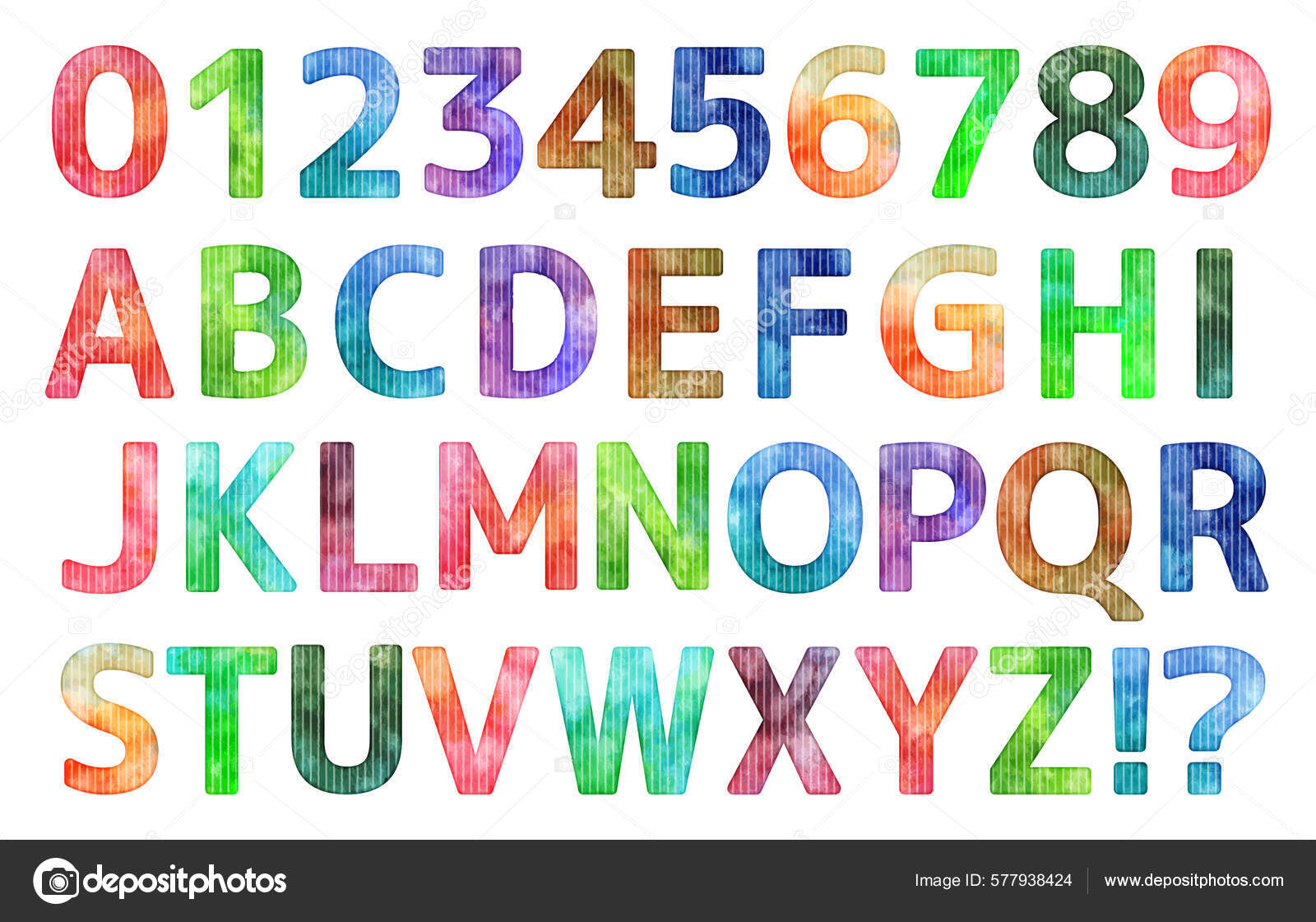 Acuarela Alfabetos Números Vector de stock #577938424 de ©Kbiscuit