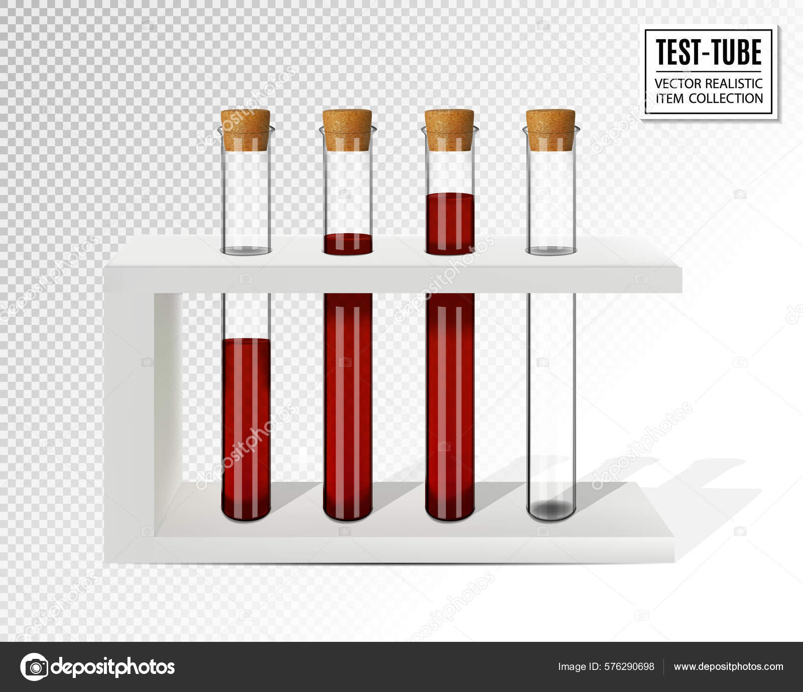 Rack Laboratory Test Tubes Medical Flasks Realistic Vector Illustration ...