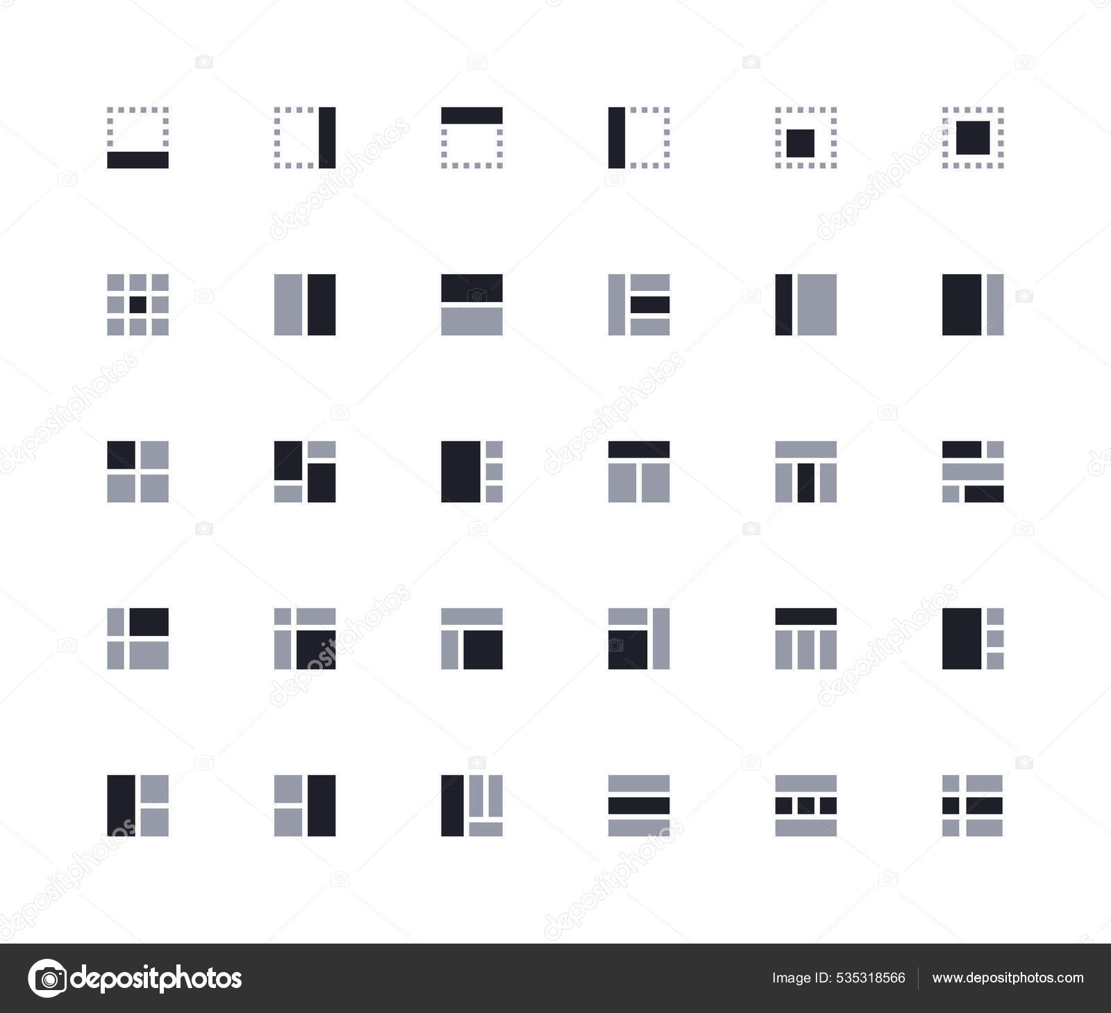 Layout Grid Icon Set Two Color Set Size 24X24 Vector Stock Vector by ...
