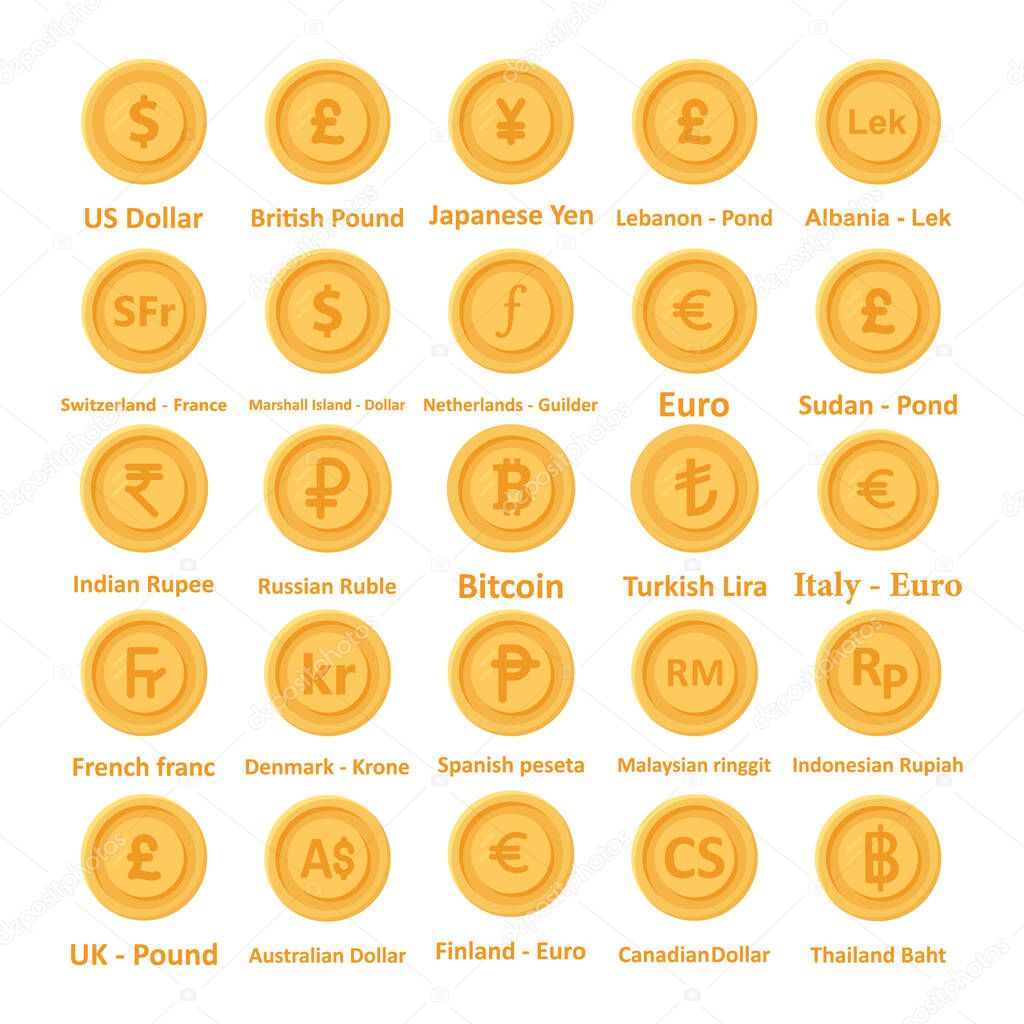 Símbolos de moneda Icono de vector aislado que puede modificar o editar ...