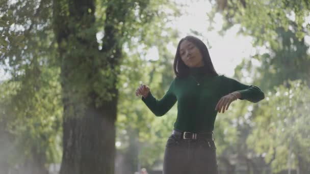 Live Camera Zoom Happy Smiling Asian Woman Posing Stretching Slow ...